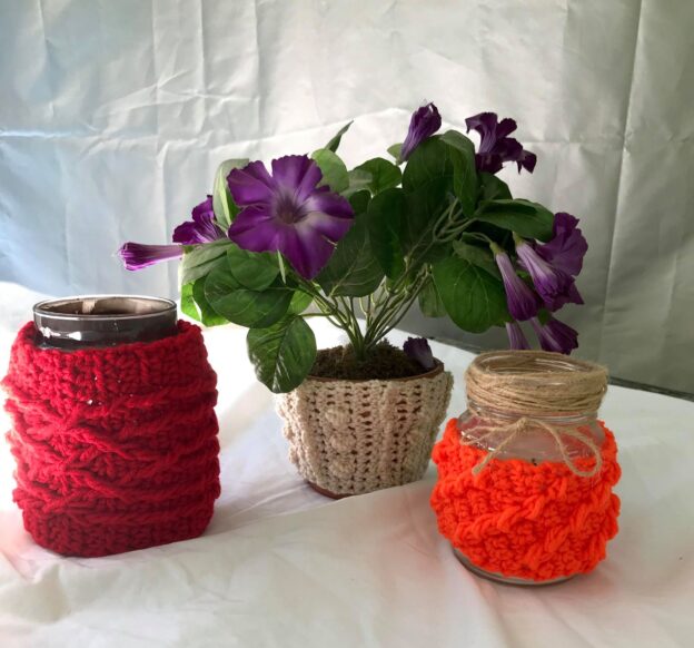 Cabled Candle Wraps - A Home Decor Crochet Pattern - Sweet Potato 3