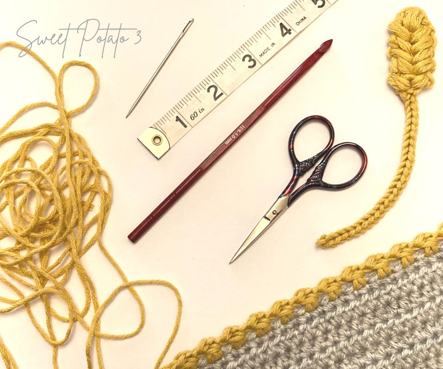Fall Wheat Stalk - Free Crochet Applique Pattern - Sweet Potato 3