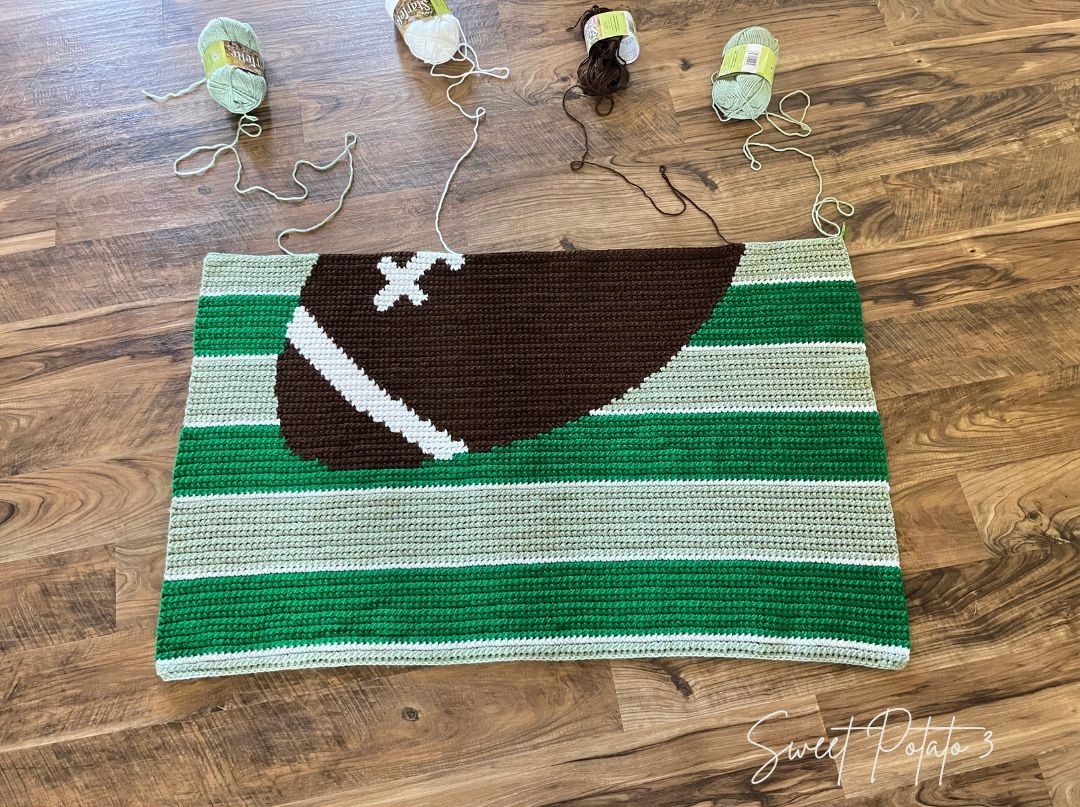Touchdown Comfort: Football Crochet Blanket Pattern - Sweet Potato 3