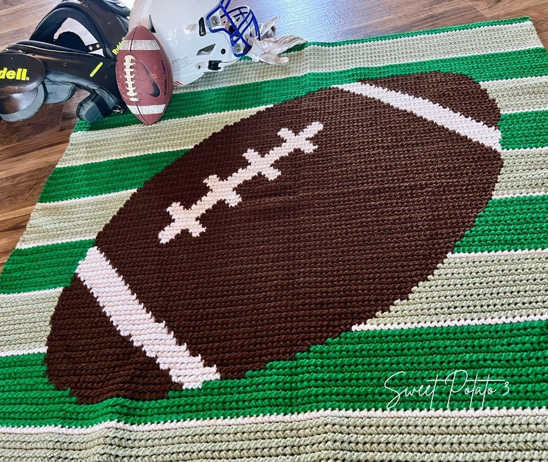 Touchdown Comfort: Football Crochet Blanket Pattern - Sweet Potato 3
