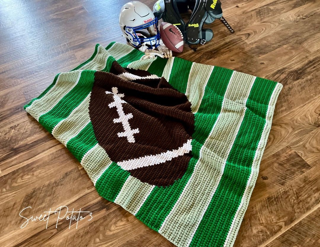 Touchdown Comfort: Football Crochet Blanket Pattern - Sweet Potato 3
