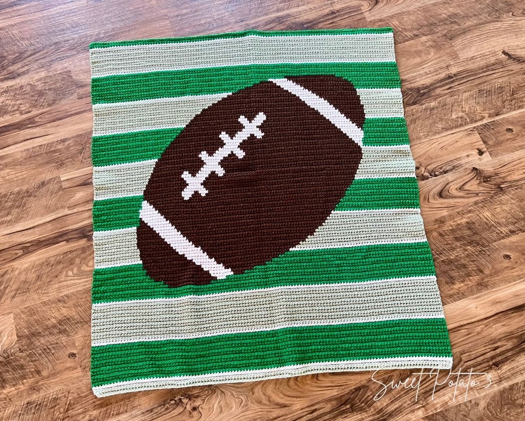 Touchdown Comfort: Football Crochet Blanket Pattern - Sweet Potato 3