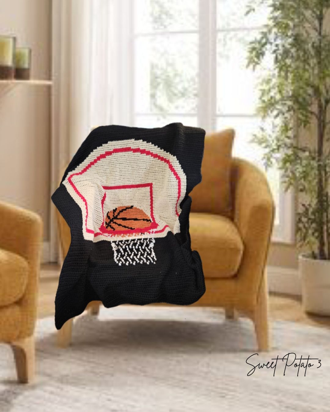 Nothing But Net – Basketball Crochet Blanket Pattern - Sweet Potato 3