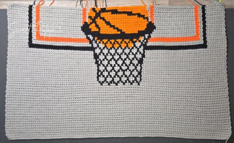 Nothing But Net – Basketball Crochet Blanket Pattern - Sweet Potato 3
